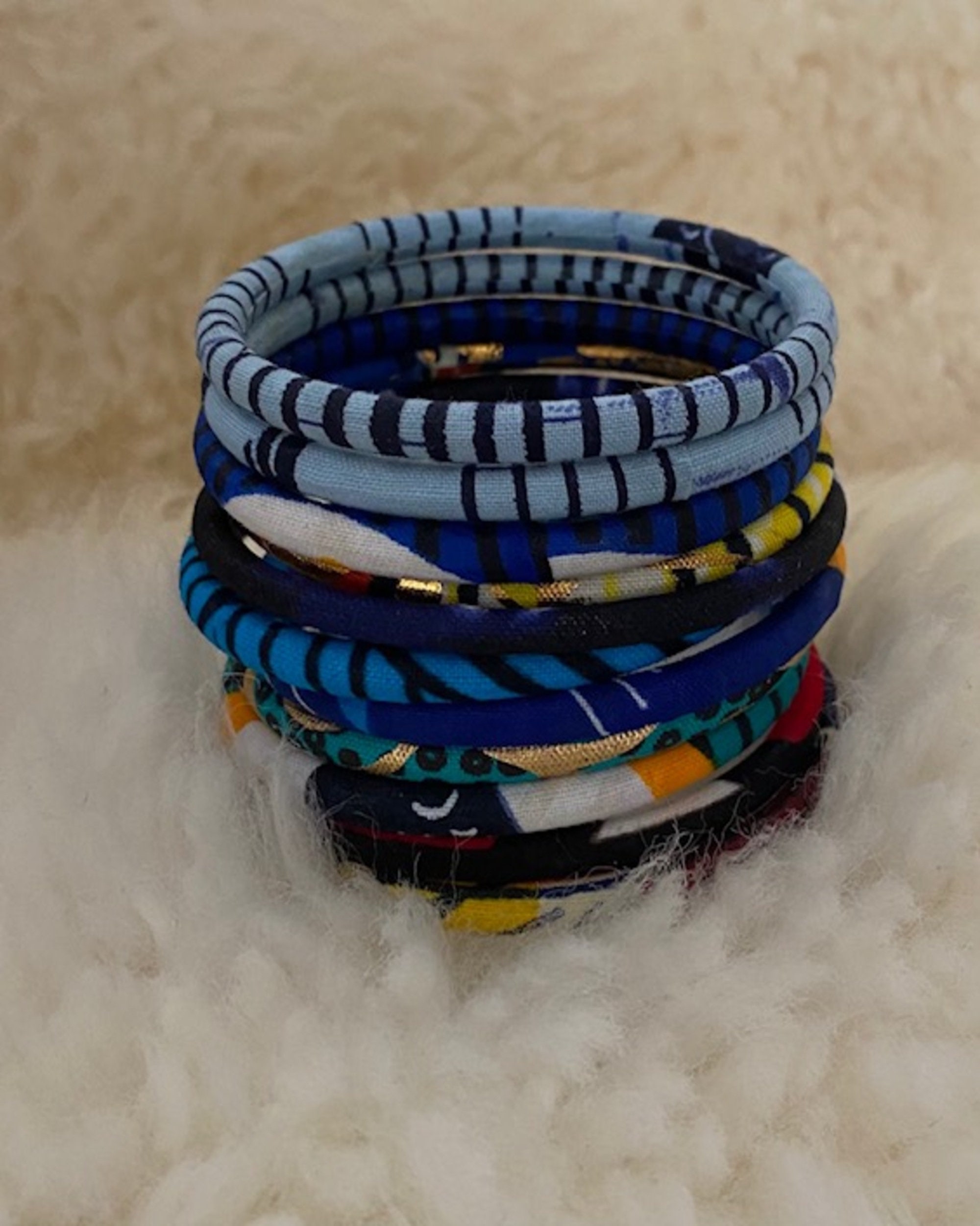 Set of 4 African Print Bracelets Thin Layered Bangles Gift - Etsy