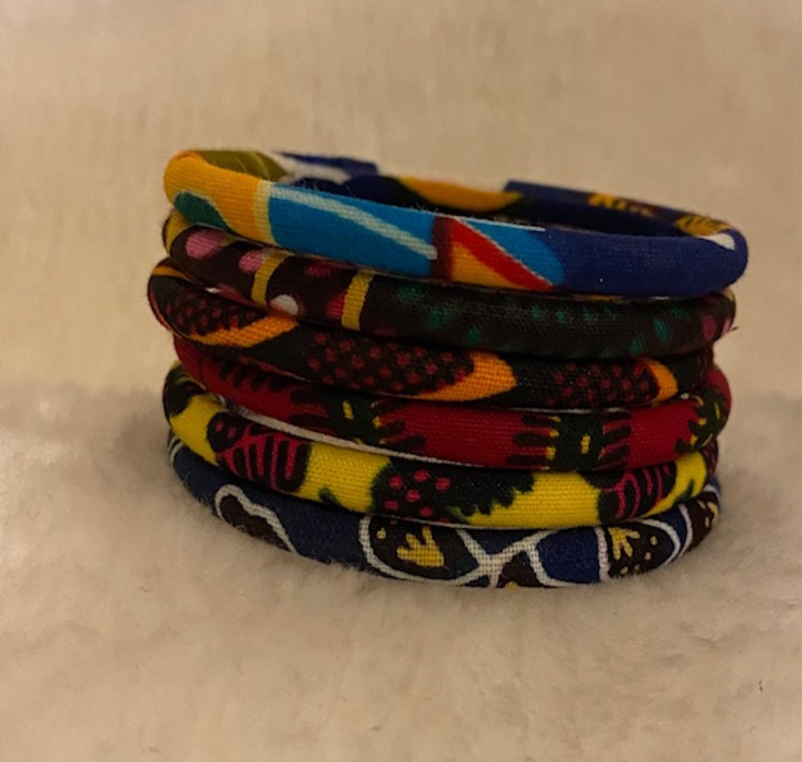 Set of 4 African Print Bracelets Thin Layered Bangles Gift - Etsy