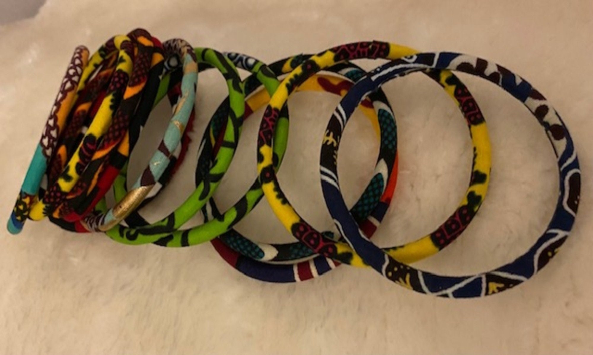 Set of 4 African Print Bracelets Thin Layered Bangles Gift - Etsy