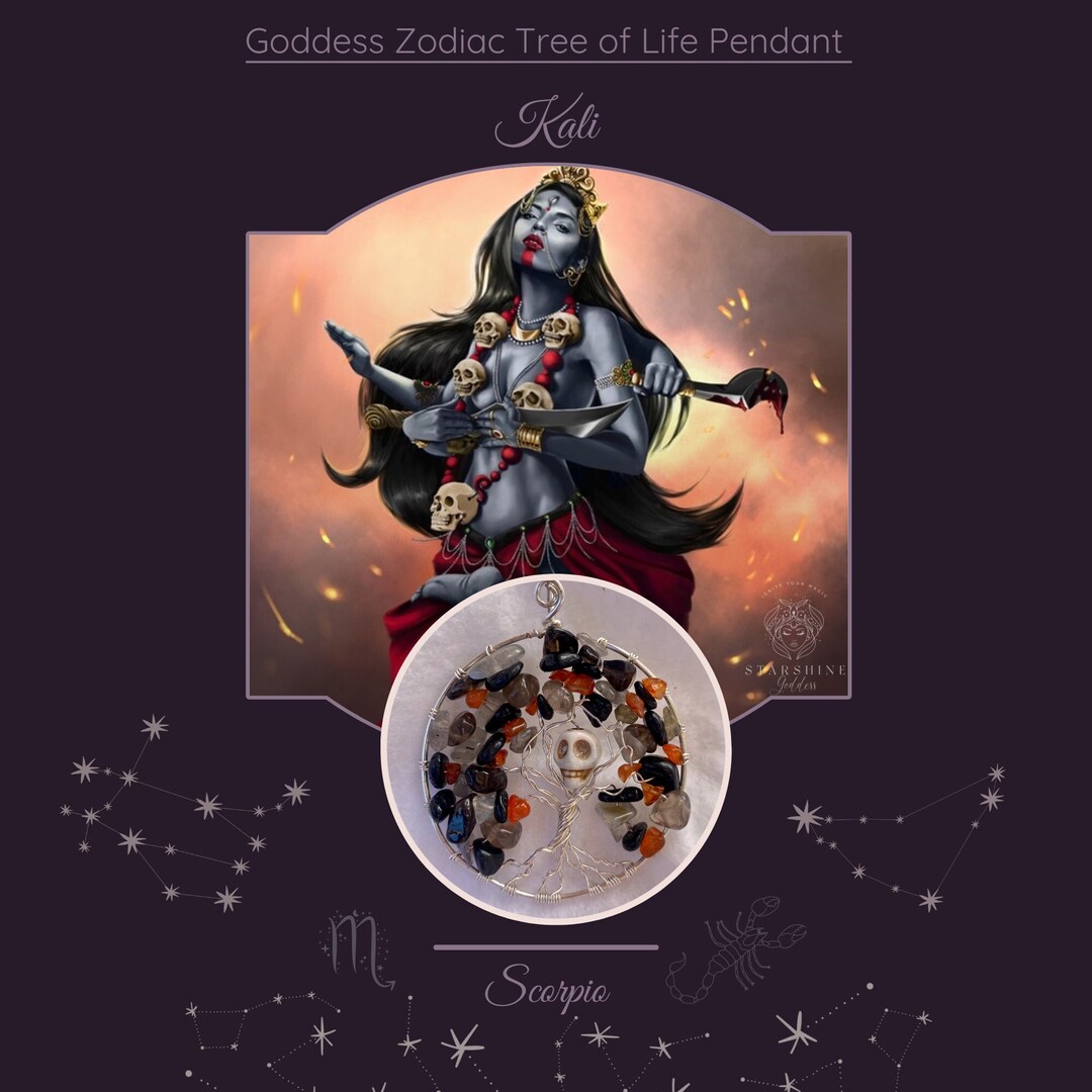 Kali Scorpio Tree of Life Pendant: Hindu Goddess Zodiac Pendant - Etsy