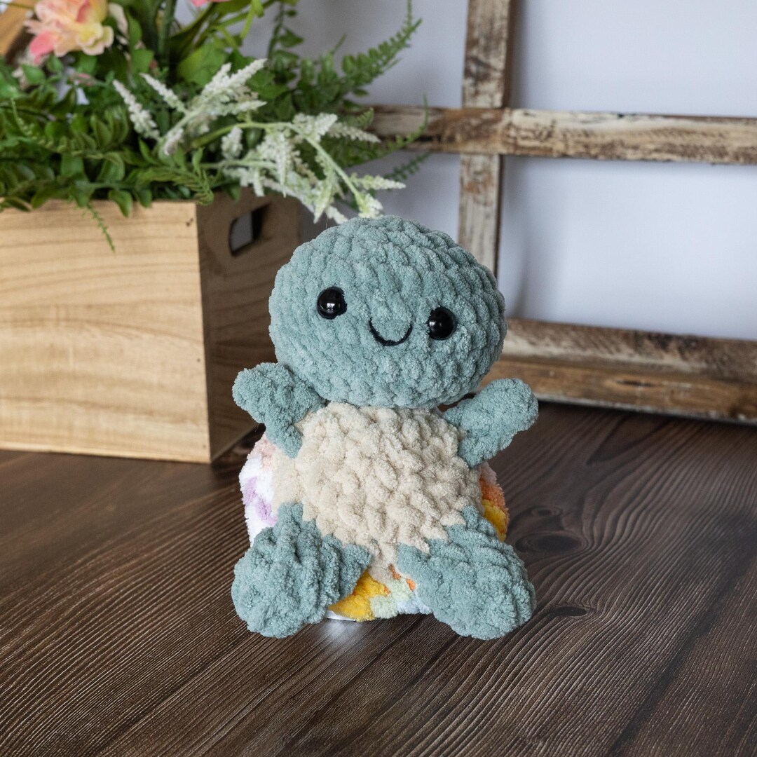Crochet Turtle Plushie: Handmade Polyester Toy, USA Made - Etsy