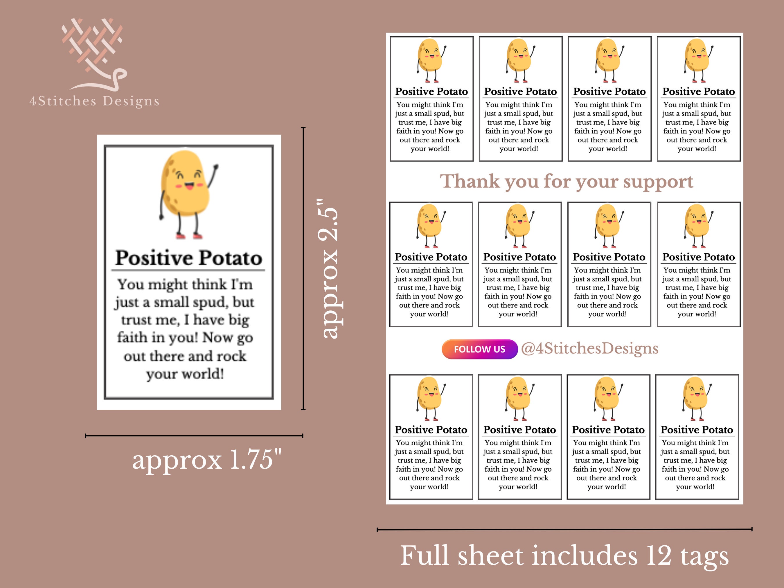 PRINTABLE Positive Potato Tag | Display Tag for Crochet Potatoes ...