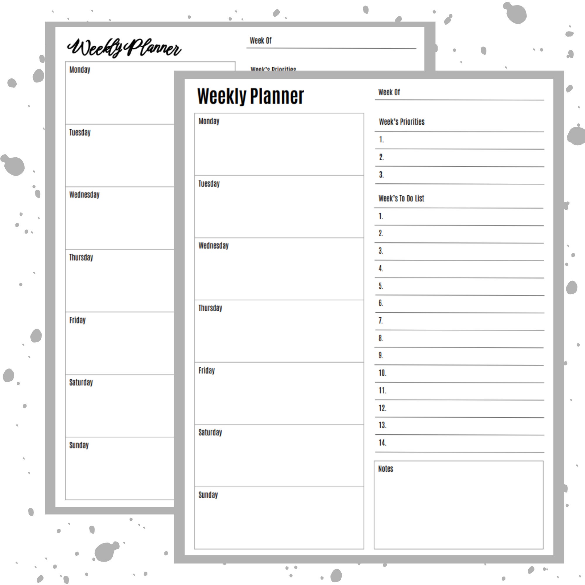 Productivity Planner Printable-undated-monthly Overview-week - Etsy
