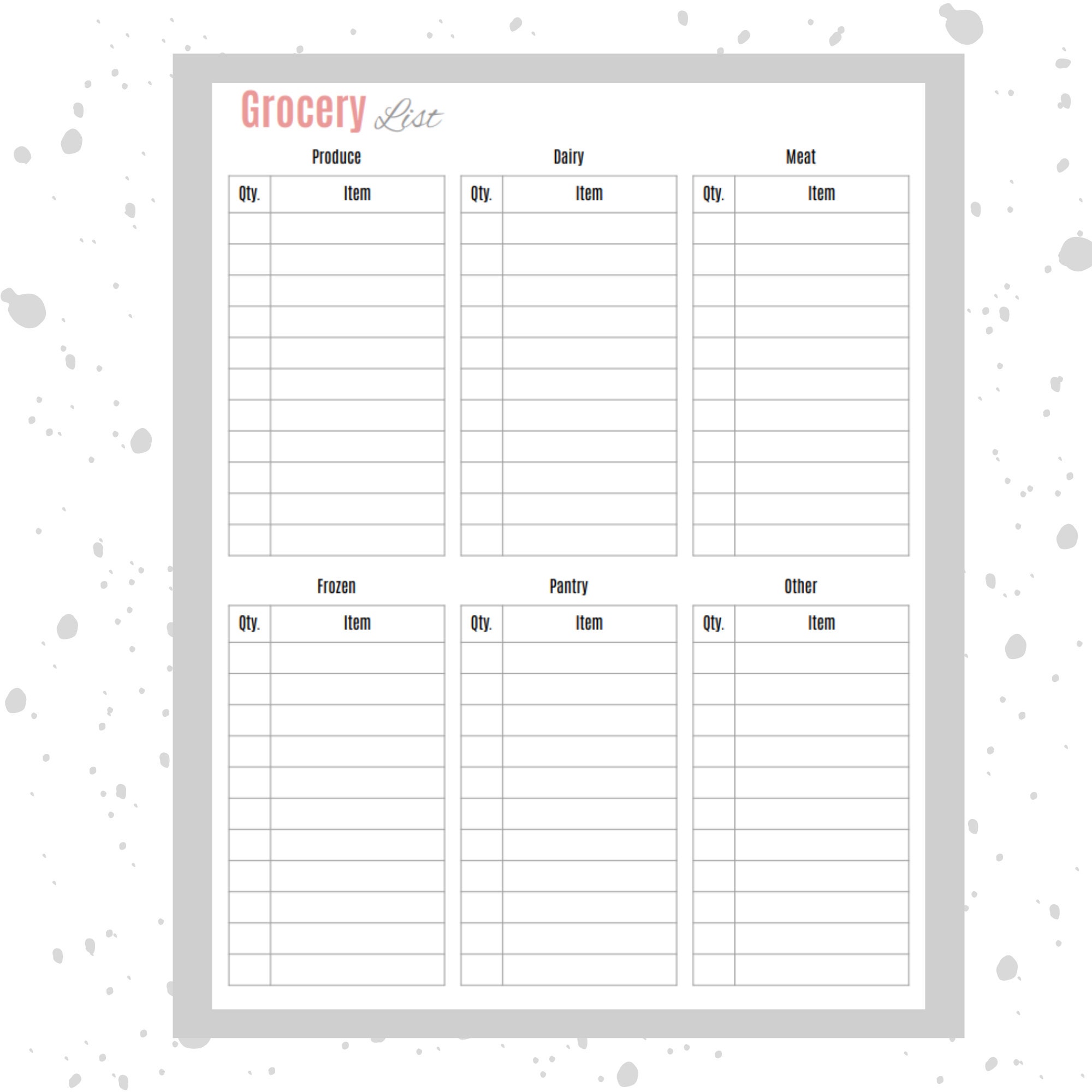 Meal Planner-grocery List-weekly Meal Planner With Grocery List-grocery ...