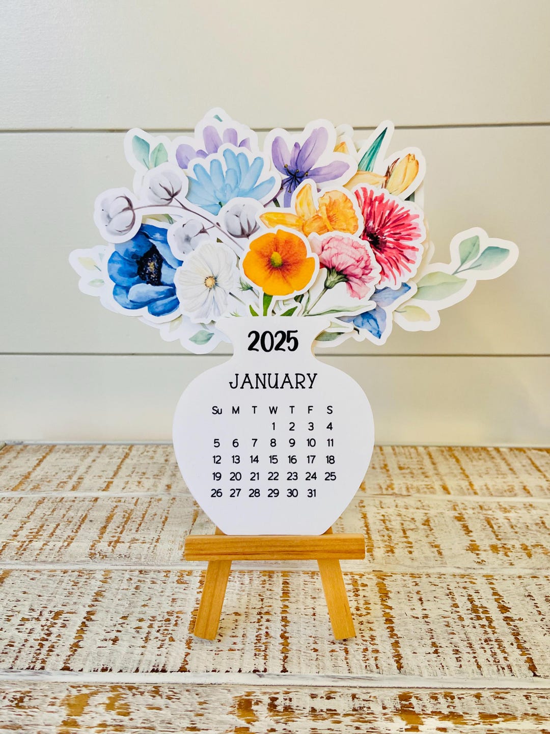 Floral Bouquet Calendar / Floral Standing Calendar / Stacked Calendar ...