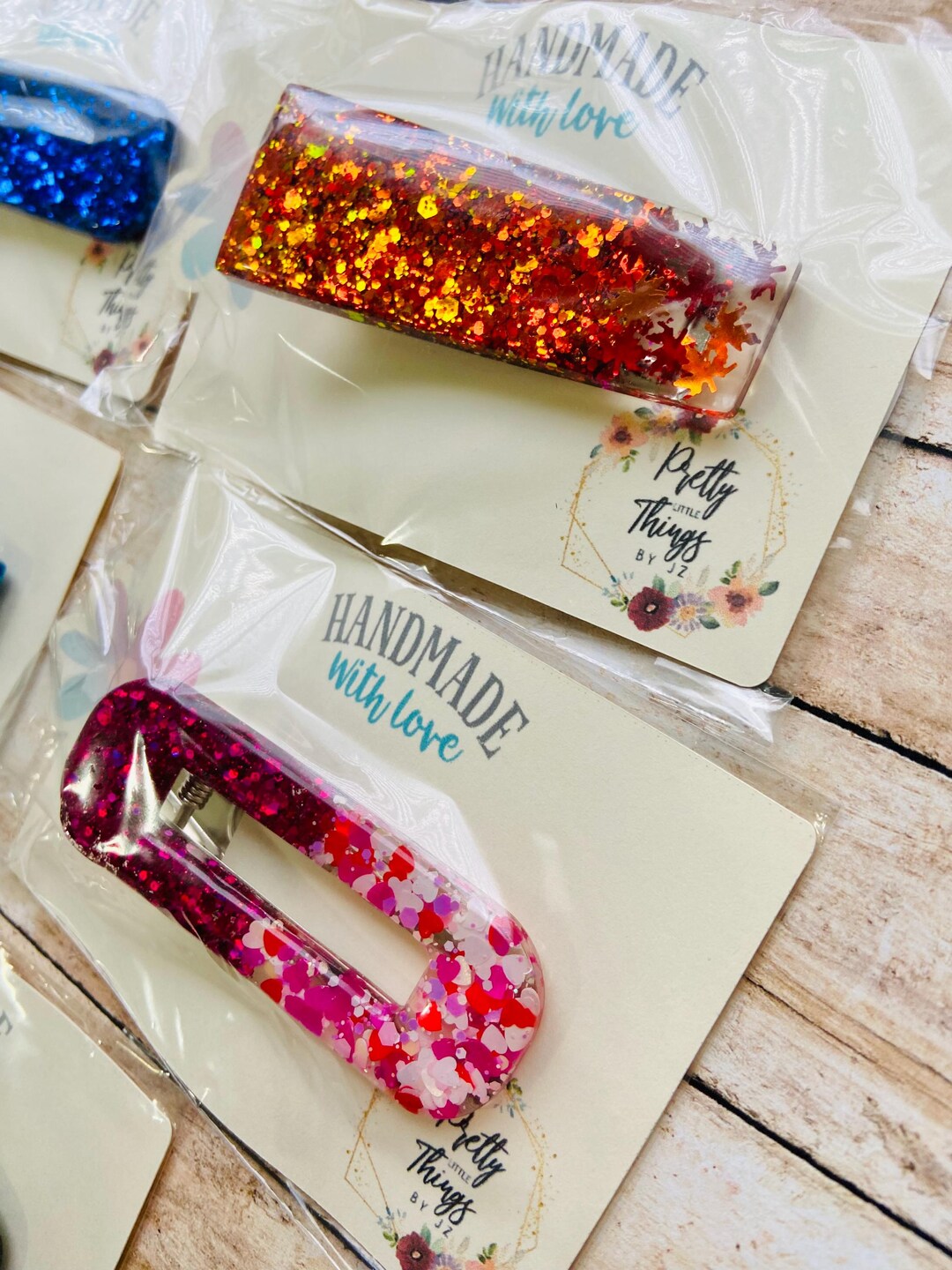 Resin Hair Clips / Glitter Hair Clips / Resin Barrettes / Girl's Hair ...