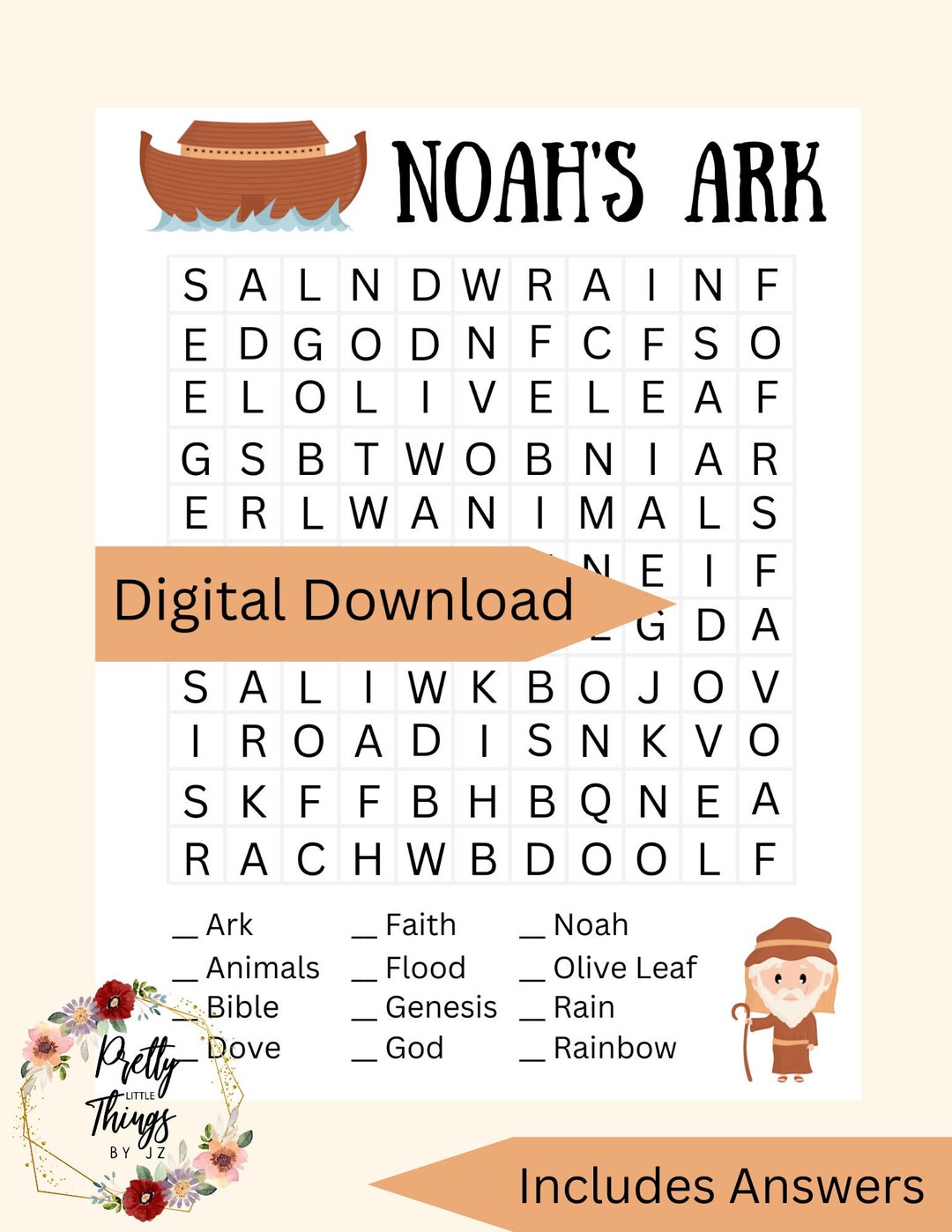 JW Word Search / Noah's Ark Activities / JW Crossword Puzzles / Noah's ...