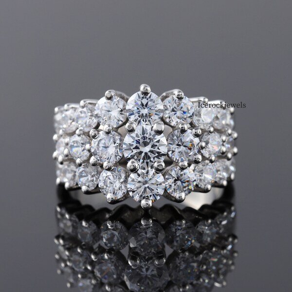 3 Row Diamond Ring - Etsy