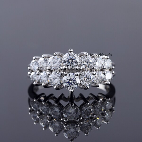 Two Row Diamond Ring - Etsy