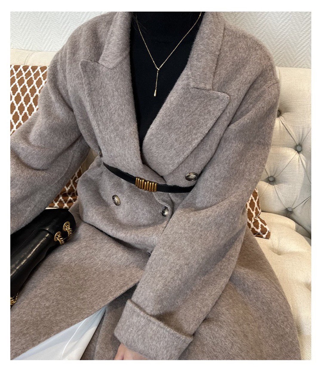 Double-breasted Wool Coat Button Coat Long Wool Coat - Etsy