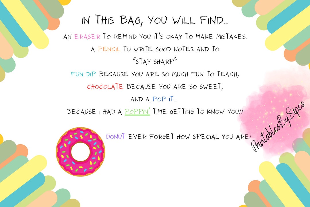 Downloadable Gift Bag Label for Student Gift Bag Gifts - Etsy