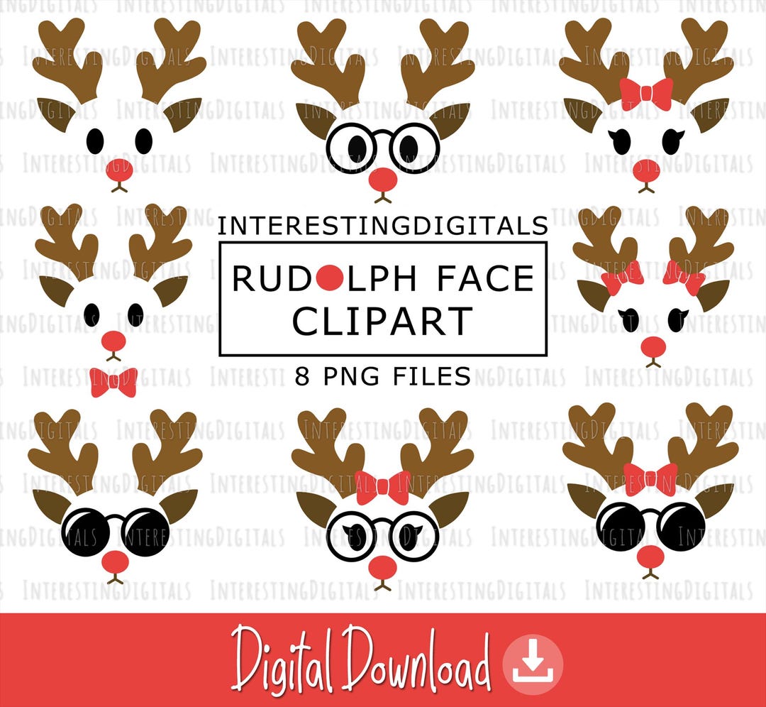 Reindeer Clipart, Rudolphs the Red Nosed Reindeer Png, Reindeer Face ...