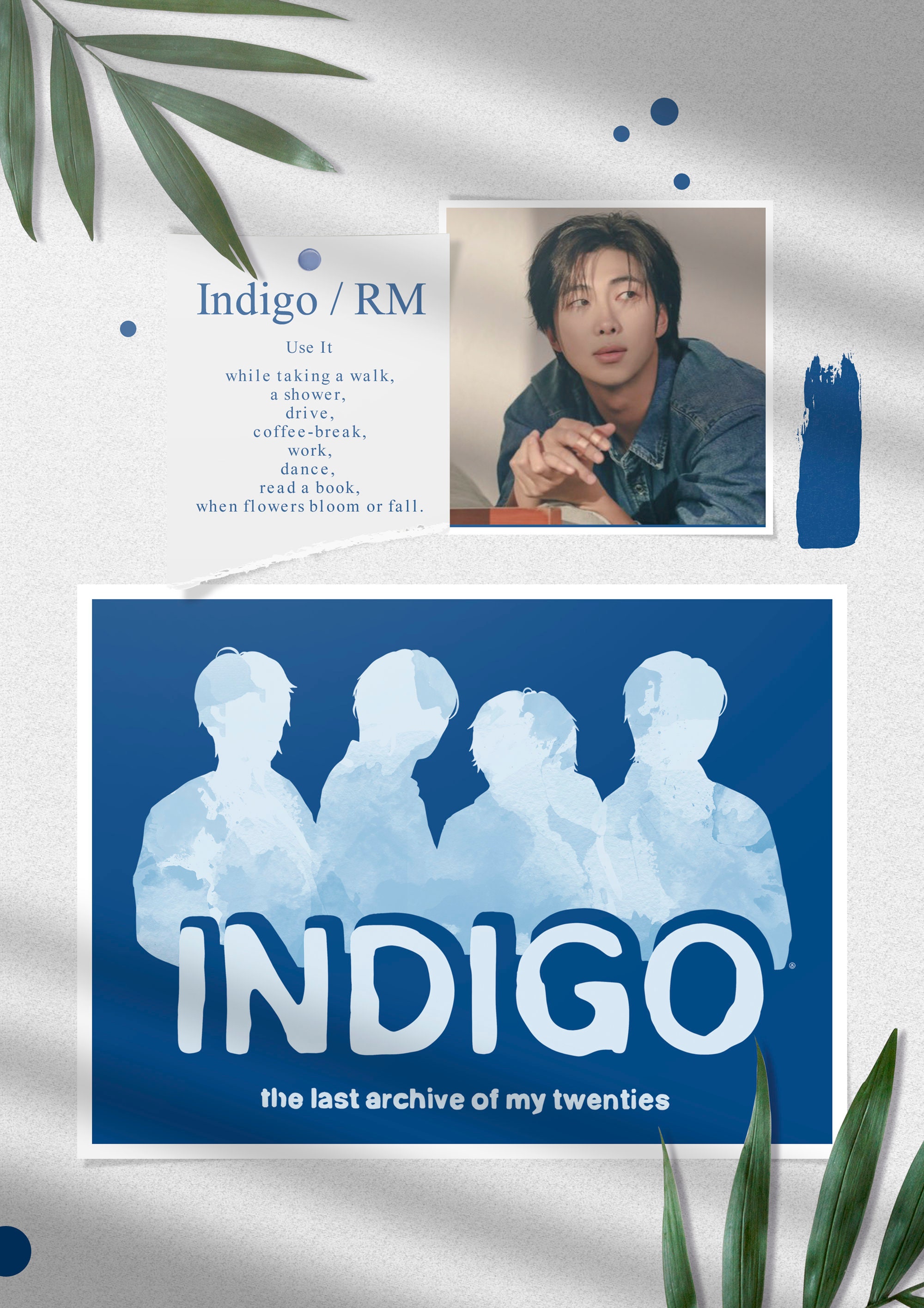 Printable Bts Indigo Indigo Rm Rm Indigo Merch Bts Rm - Etsy