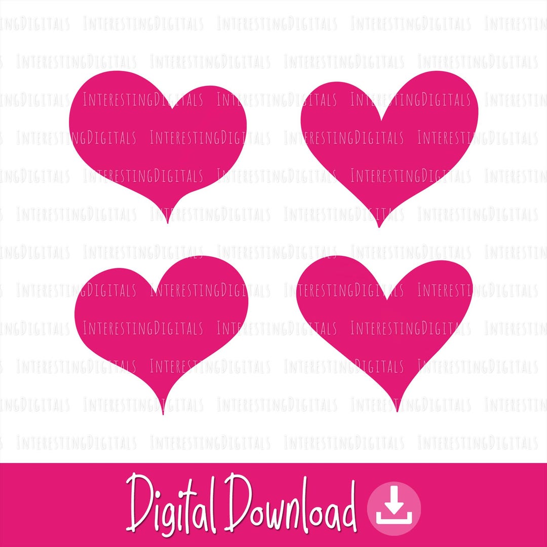 Heart Printables, Hot Pink Heart Png, Heart Clipart, Heart Clipart Set ...