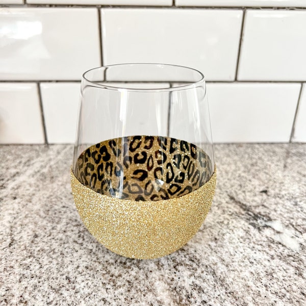 Cheetah Print Wine Glass - Etsy