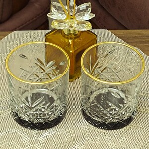 Crystal Cut Gold Rimmed Whiskey Glass, Gold Rims Rocks Glasses ...