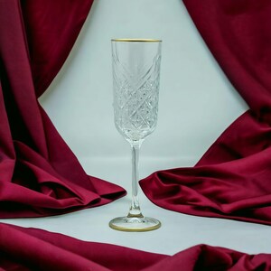 Set of 4 Vintage Style Champagne Glasses, Gold Rim Colored Champagne ...