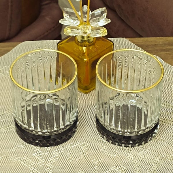 Gold Rim Drinking Glasses - Etsy