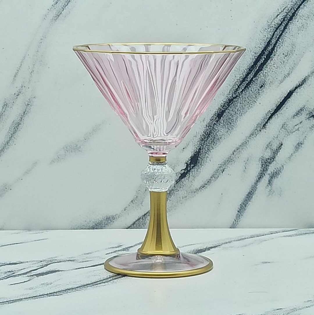 Elegant Drinking Glasses Colored and Gold Rim Cocktail - Etsy
