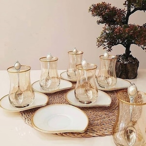 Handmade Turkish Tea Set Turkish Tea Cups and Saucers Tea Glasses and ...