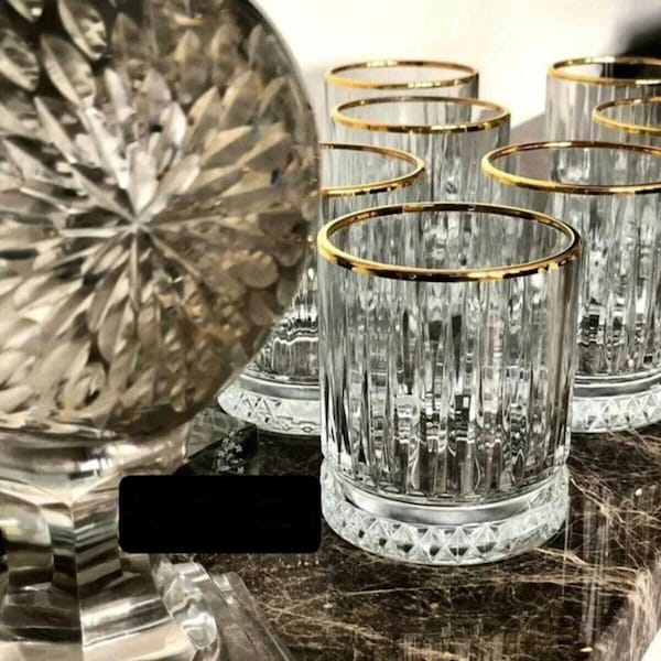 Gold Rim Drinking Glasses - Etsy