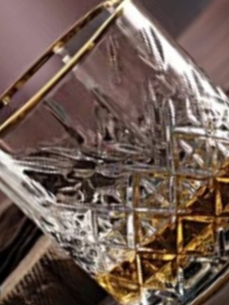 Crystal Cut Gold Rimmed Whiskey Glass Gold Rims Rocks - Etsy