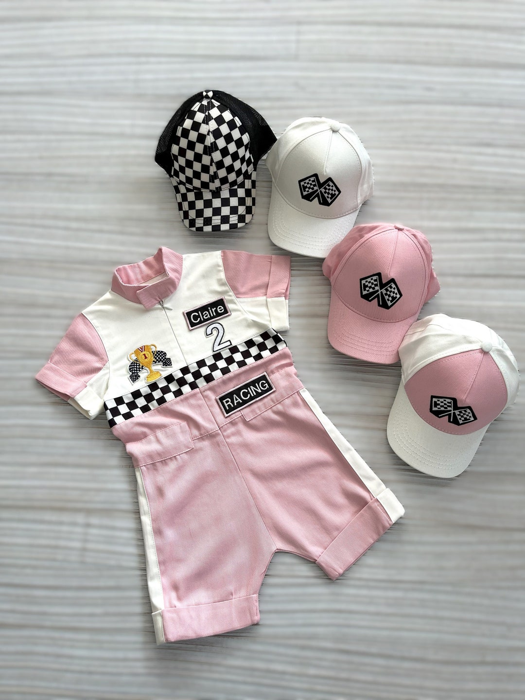 Personalized Pink Racer Long/shorts Jumpsuit*racer Fast One Birthday ...