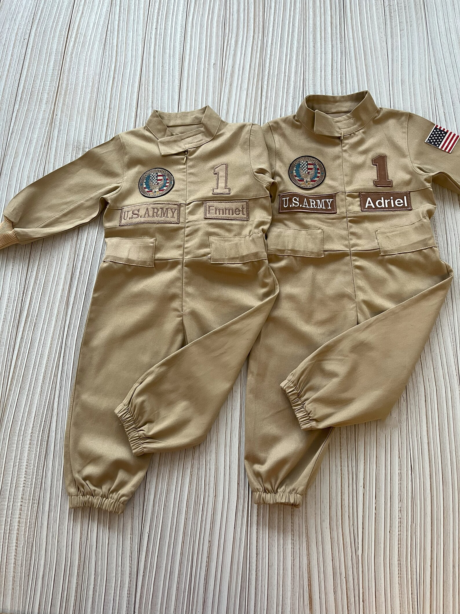 Personalized Brown Army Kids Costume With Captain Pilot Helmet*toddler ...