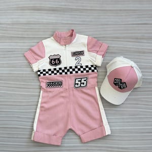 Personalized Pink Racer Long Girl Suitfast One 1st Birthday Racer ...
