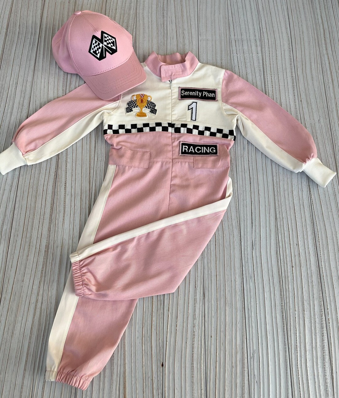 Personalized Pink Racer Long/short Jumpsuitcheckered Racer - Etsy