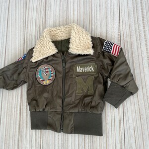 Personalized Green Kids Aviator Jacket*baby Pilot Jacket*infant Aviator ...