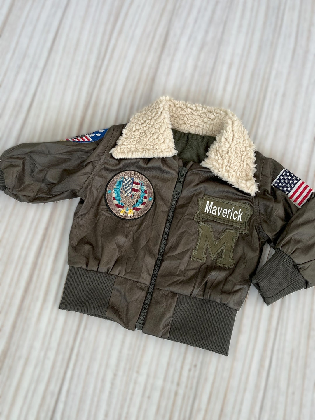 Personalized Green Kids Aviator Jacket*baby Pilot Jacket*infant Aviator ...