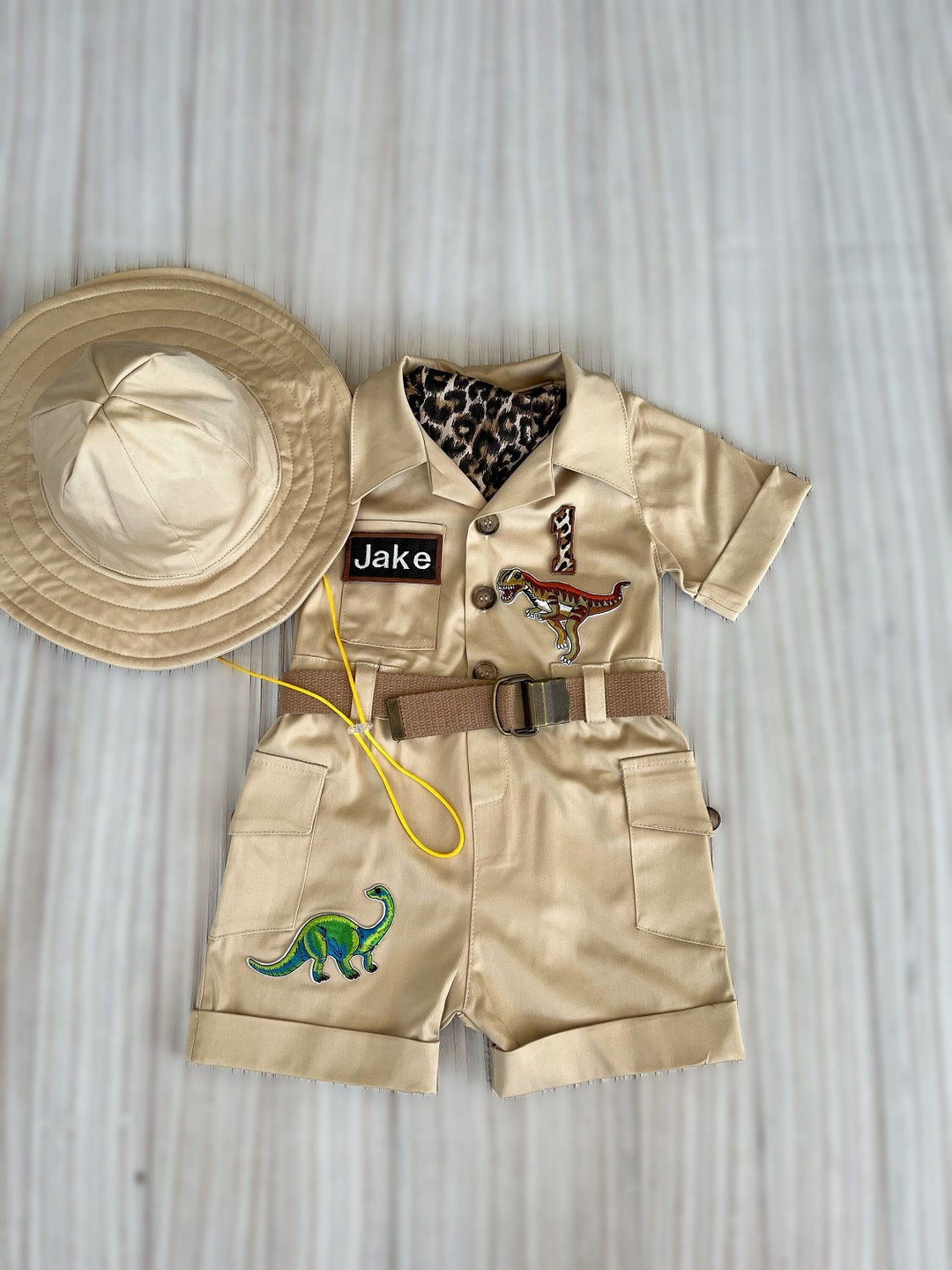 Personalized Safari Brown Dinosaur Costumetoddler 1st Baby Safari ...