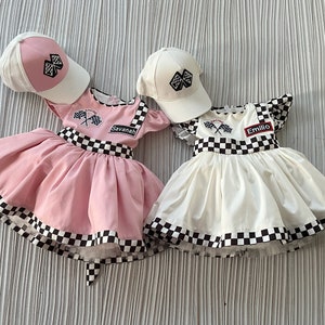 Personalized Pink/white Racer Girl Dress*baby Girl CAR Dress*toddler ...