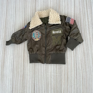 Personalized Green Kids Aviator Jacket*baby Pilot Jacket*infant Aviator ...