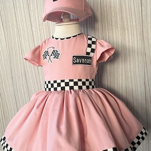 Personalized Pink/white Racer Girl Dress*baby Girl CAR Dress*toddler ...