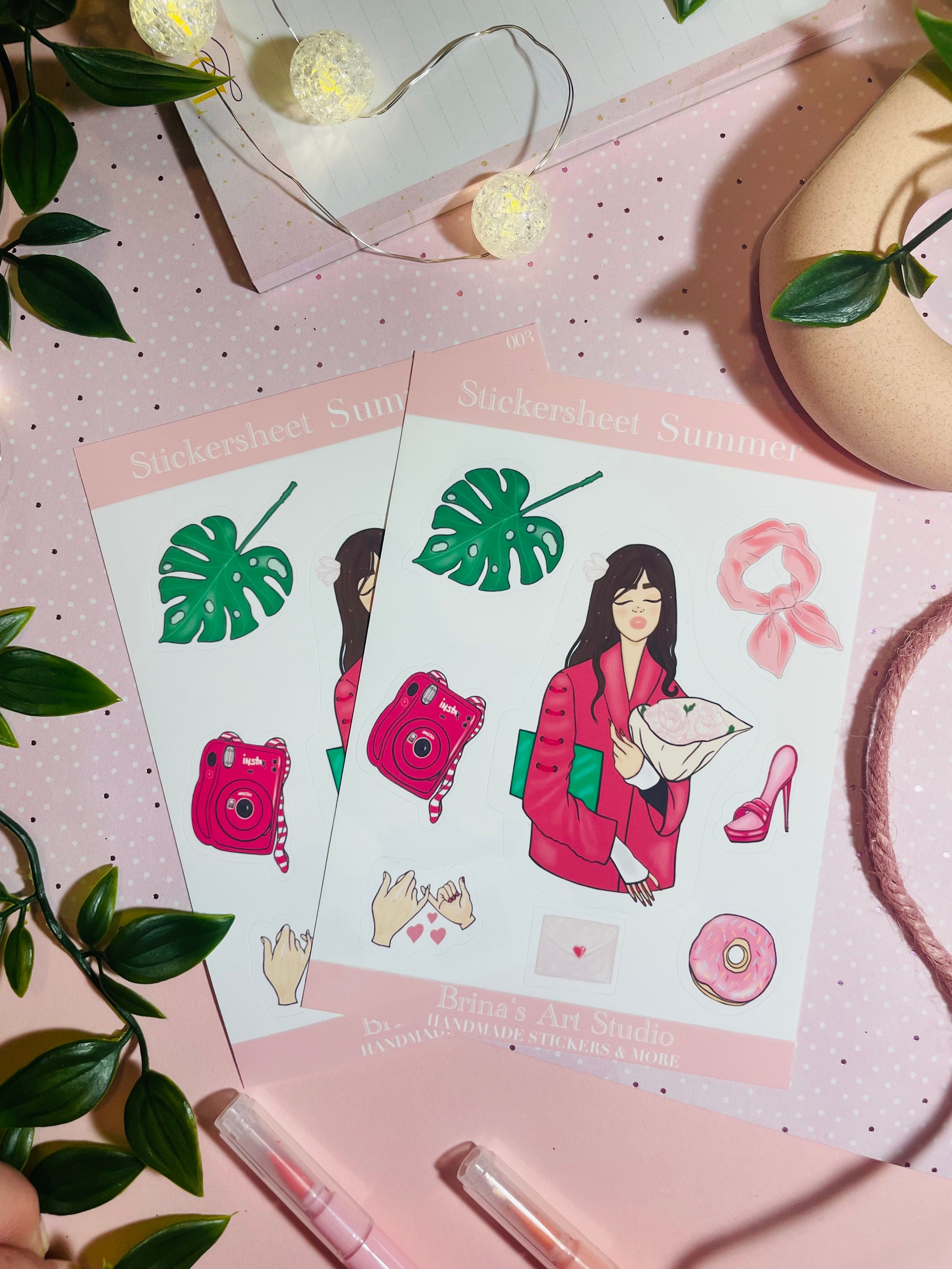 Stickersheet Summer, Summertime Sticker, Girl With Peonies Sticker - Etsy