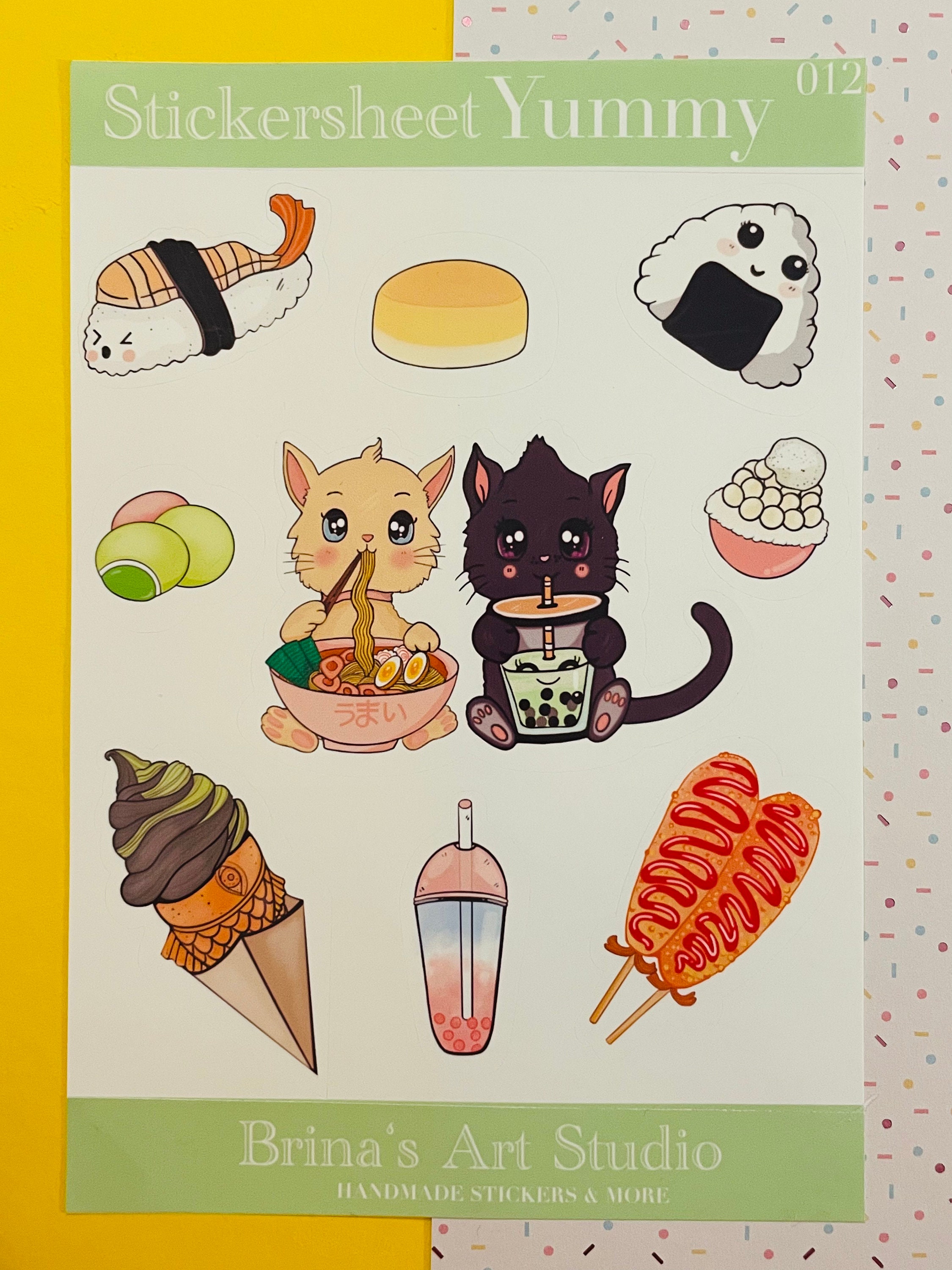 Sticker Sheet Yummy Cats, Sticker Sheet Asian Treats, Yummy Sticker ...