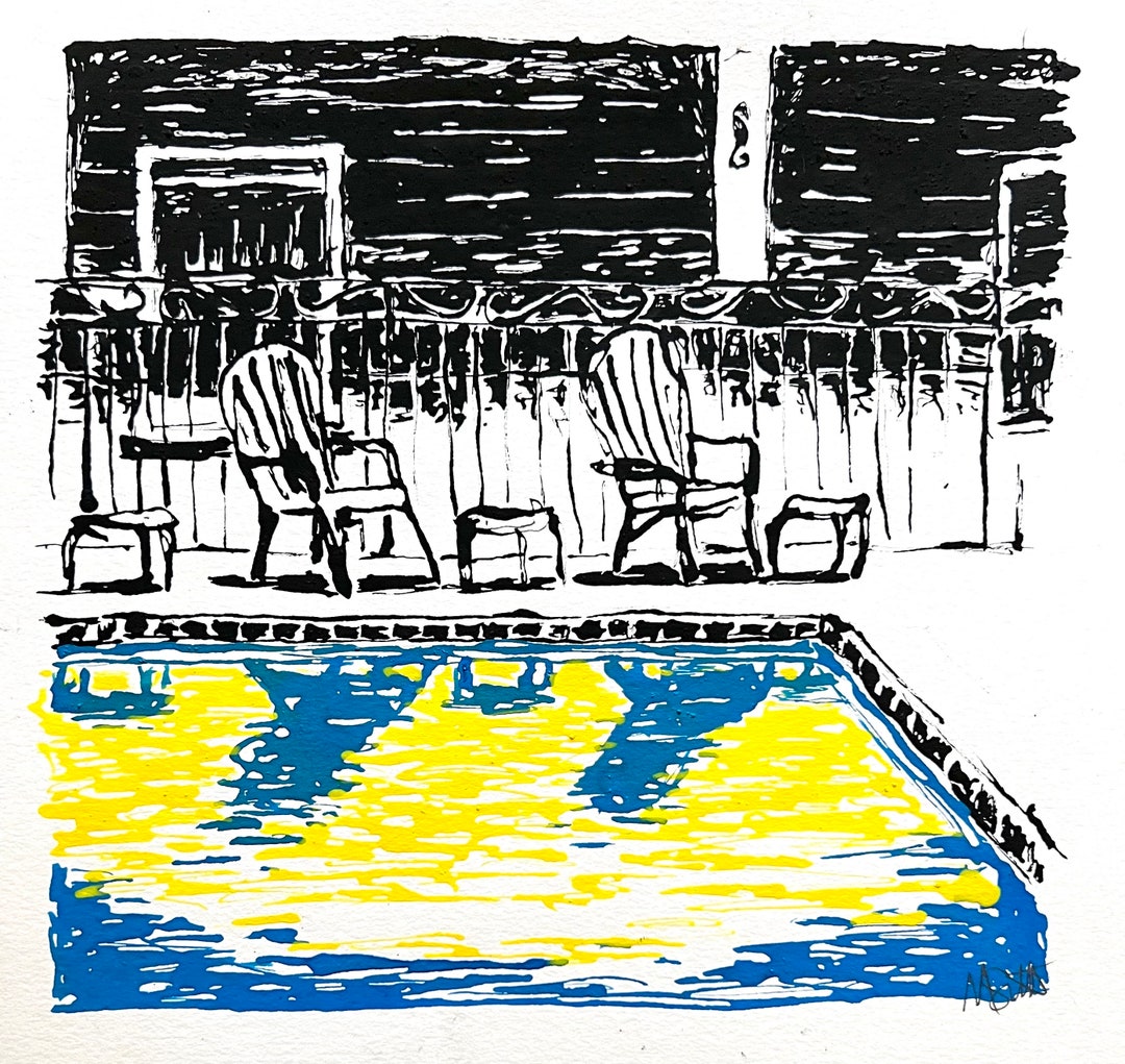 Poolside in Wildwood NJ. Original Ink Landscape Drawing - Etsy