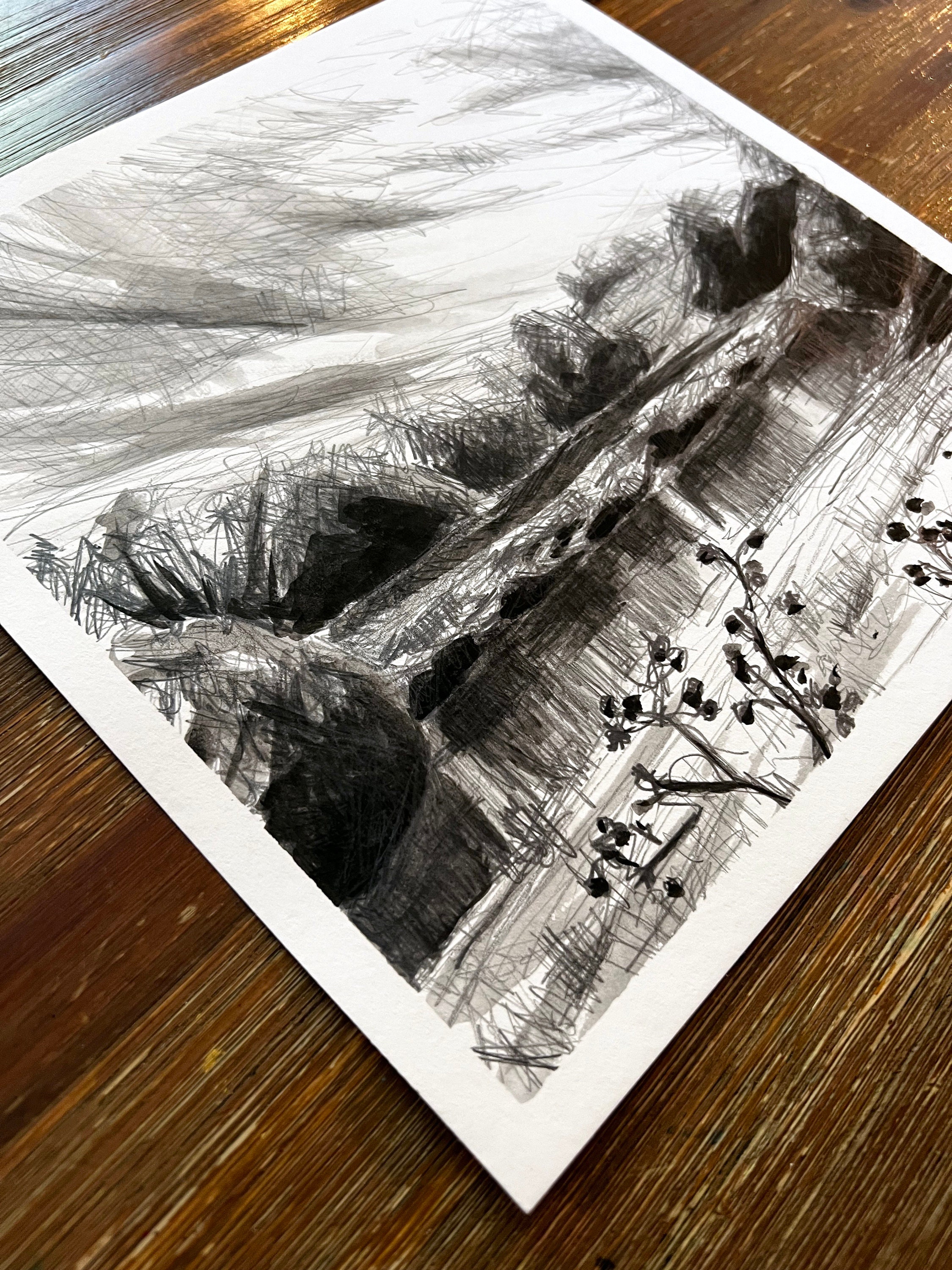 Muddled Banks. Original 11x11 Ink and Pencil Landscape Drawing - Etsy