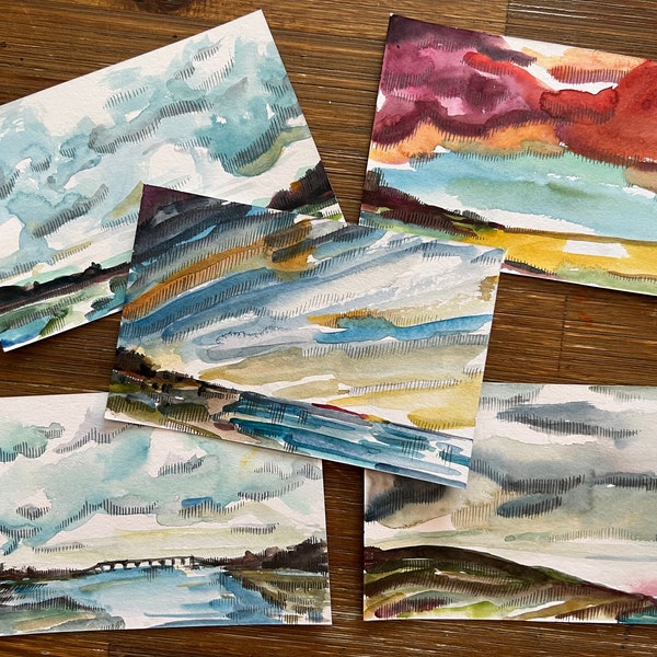 Watercolor Postcards - Etsy