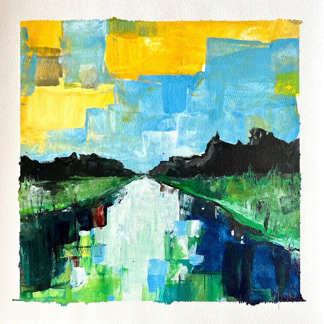 Original 12x12 Ink Landscape Painting. Hyperbolic on the - Etsy