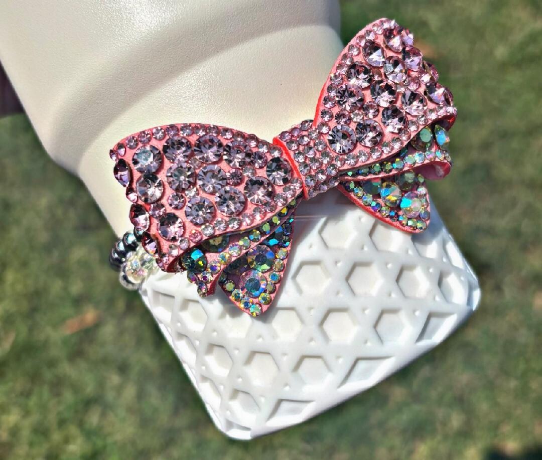 Pink Rhinestone Bow Cup Bracelets. Tumbler Boot Topper Cup Accessories ...