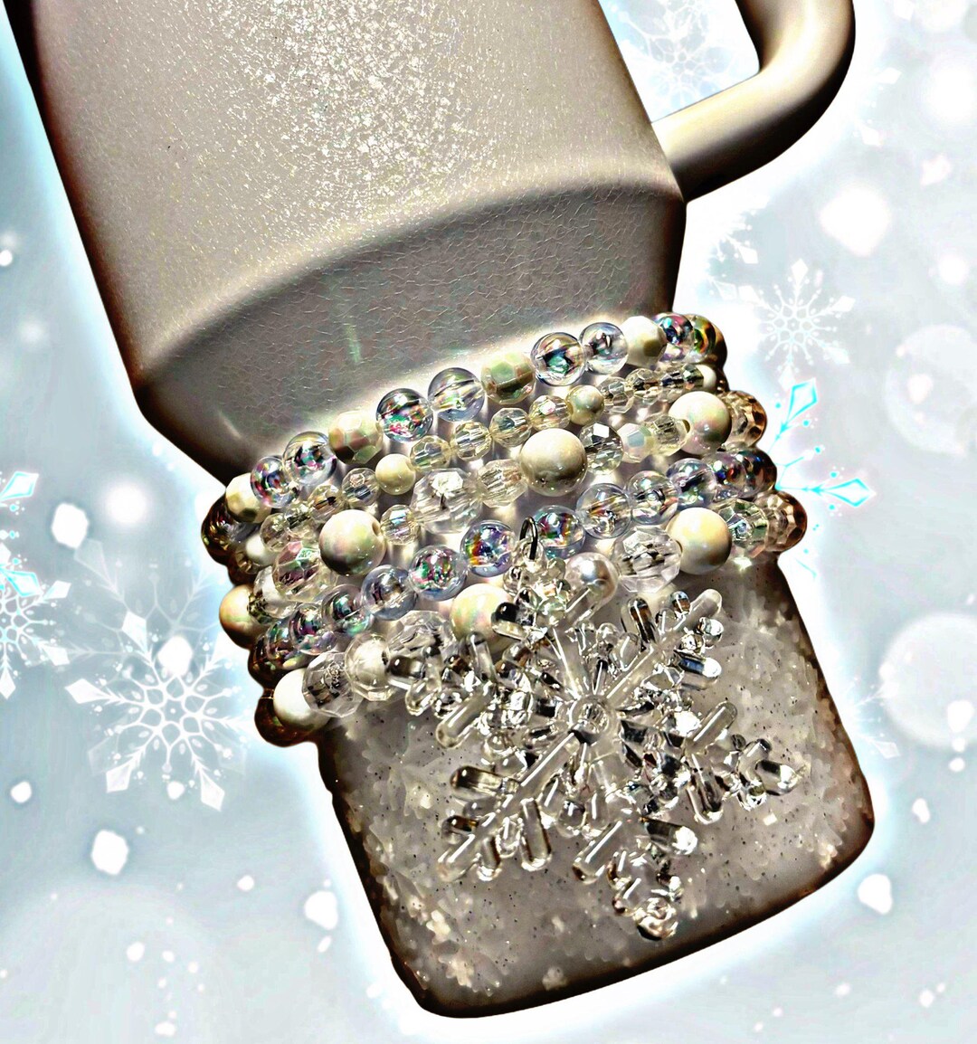 Winter Wonderland XL Snowflake Cup Bracelets Tumbler Cup Accessories ...