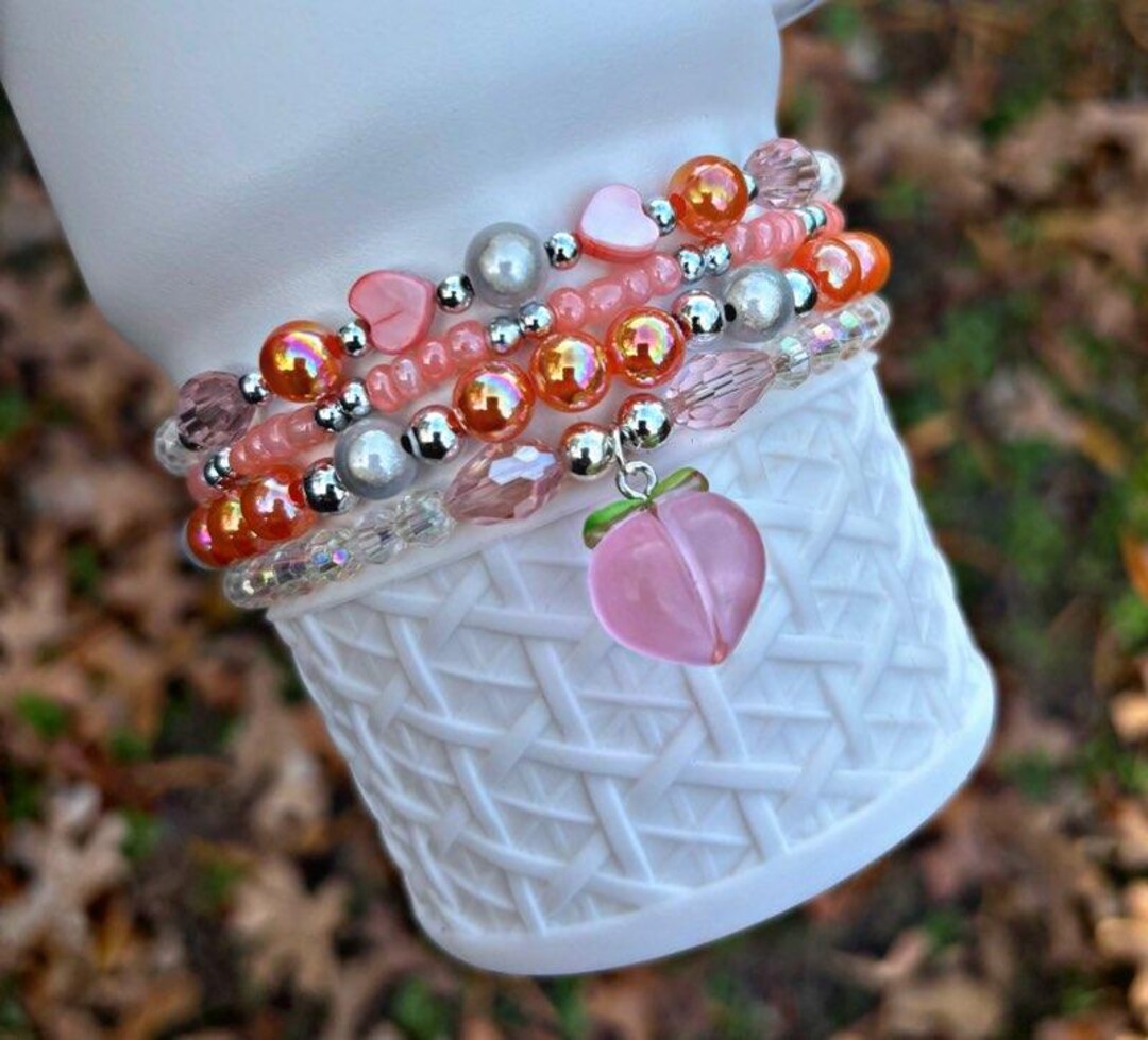 Peach Pucker Cup Accessories. Tumbler Cup Bracelets, Straw Charm, and ...
