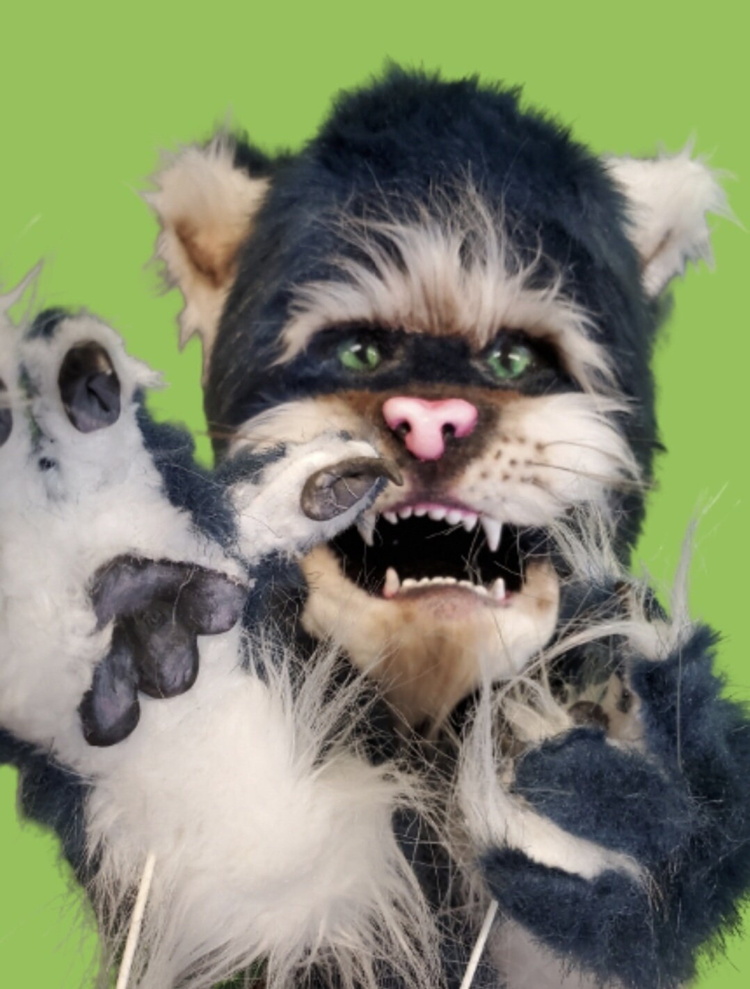 Big Blue Cat Monster Arm Rod Puppet Wired and Clawed Hands - Etsy