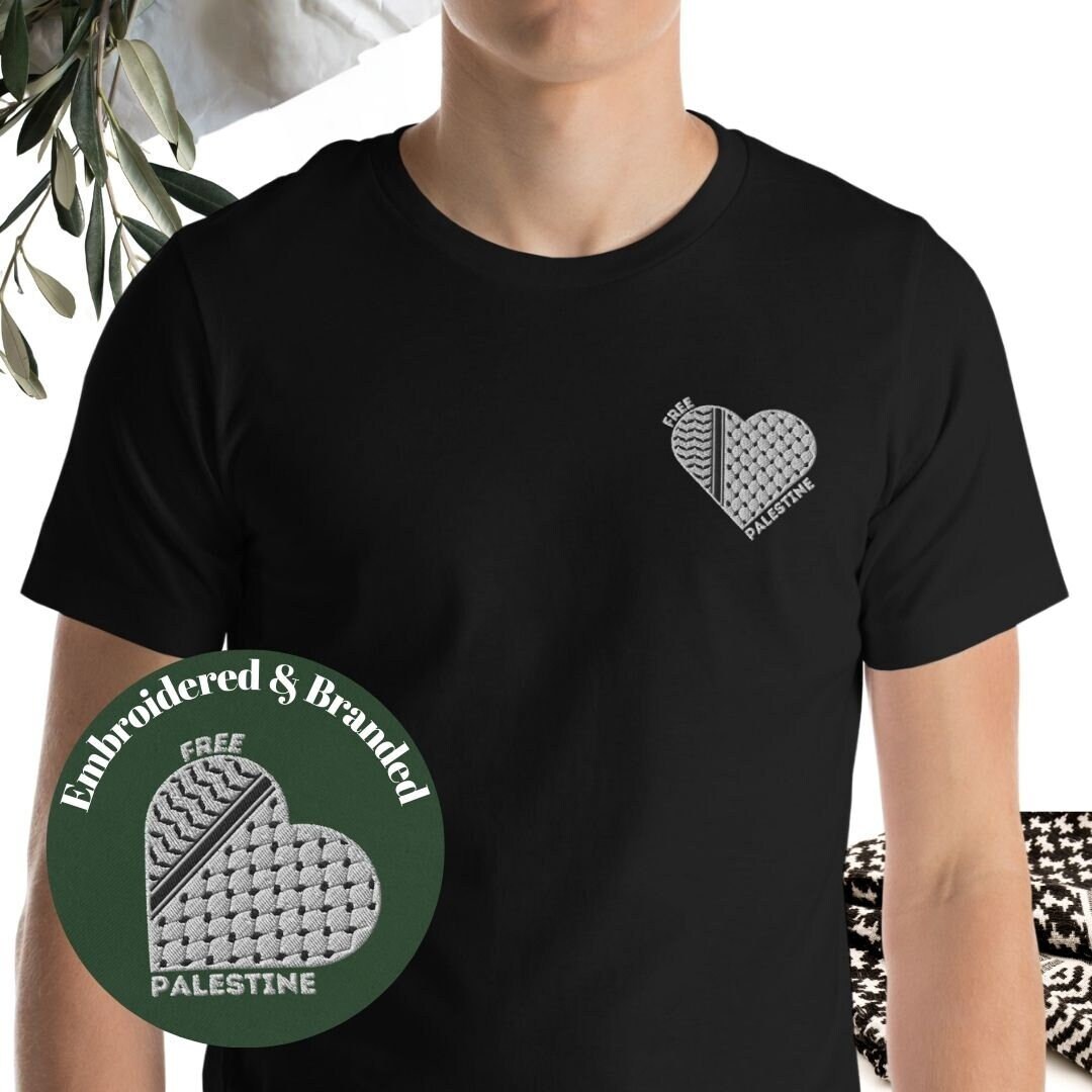 Free Palestine, Embroidered Keffiyeh Heart, Gaza, Falastin, Resist ...