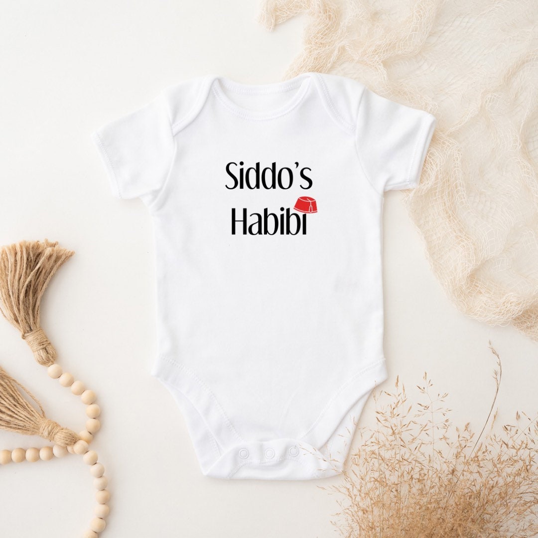CUSTOM Organic Arabic English Habibi Onesie Bodysuit, New Baby Mom Gift ...
