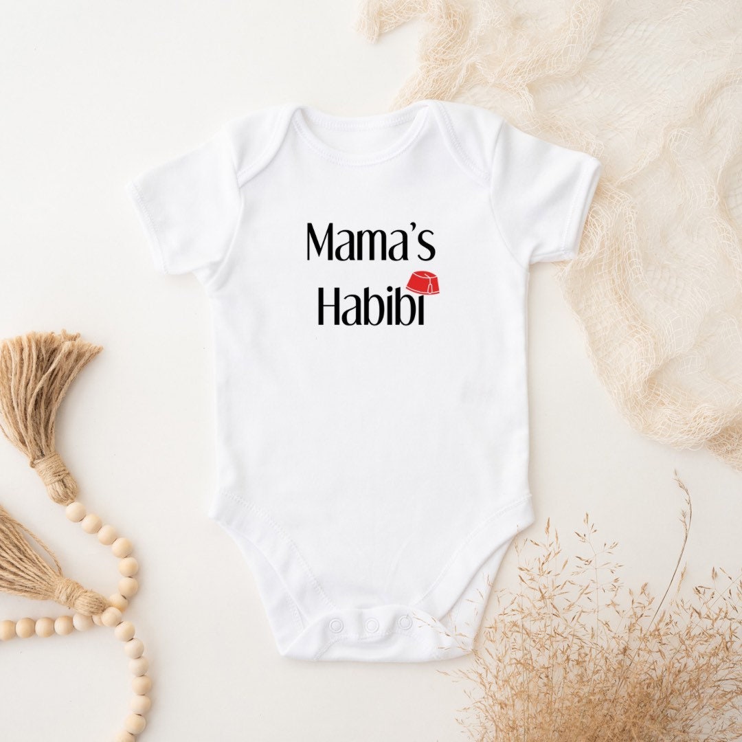CUSTOM Organic Arabic English Habibi Onesie Bodysuit, New Baby Mom Gift ...