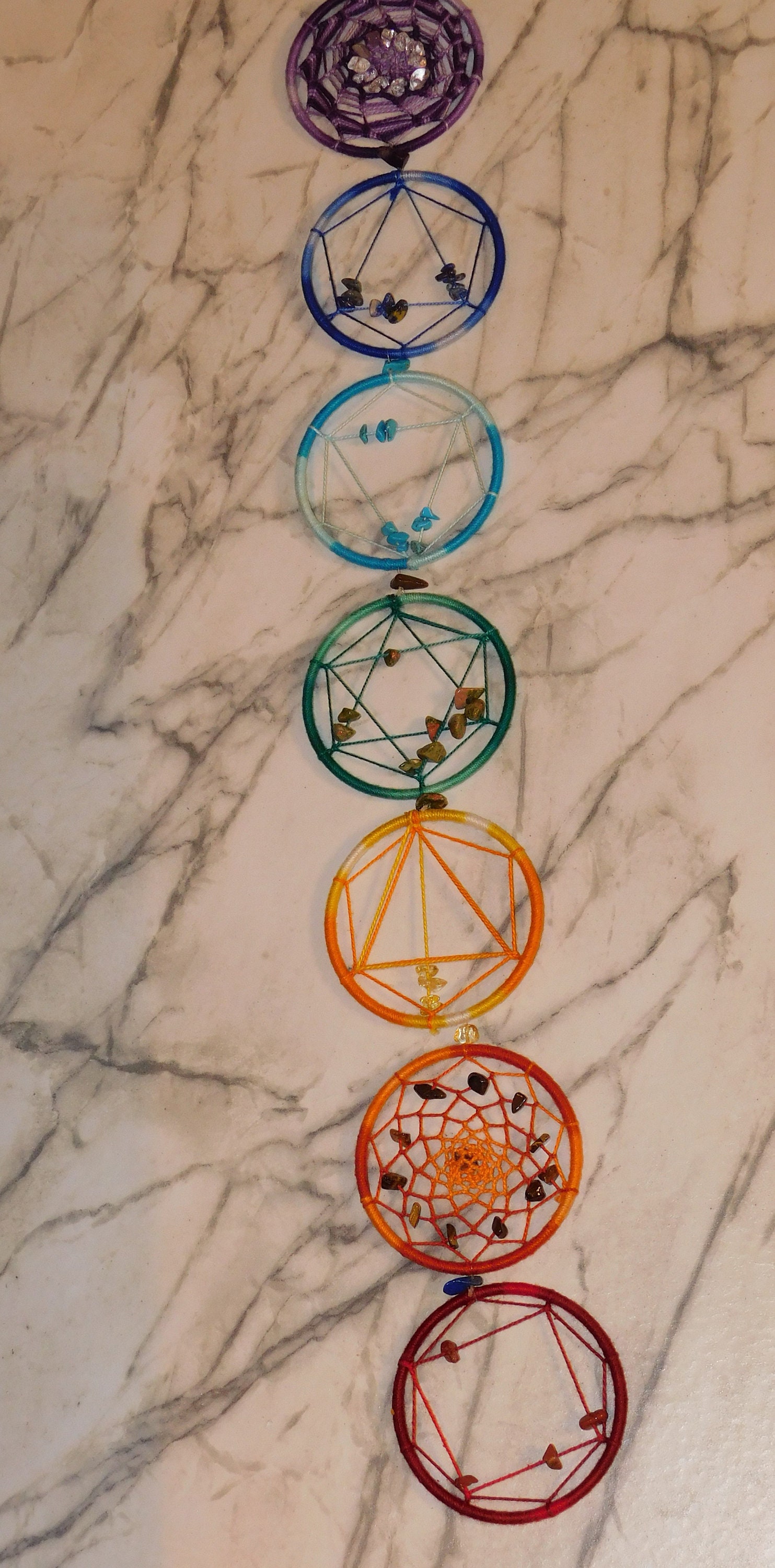 Chakra Dream Catcher With Crystal Chips - Etsy